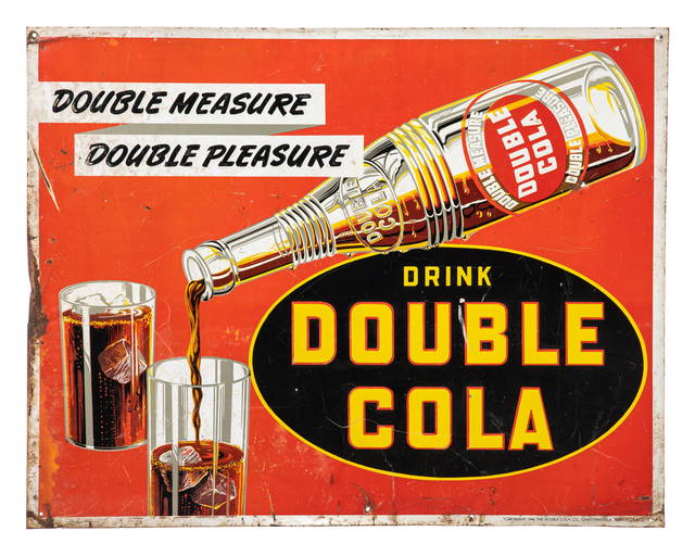 Drink Double Cola Sign With Bottle