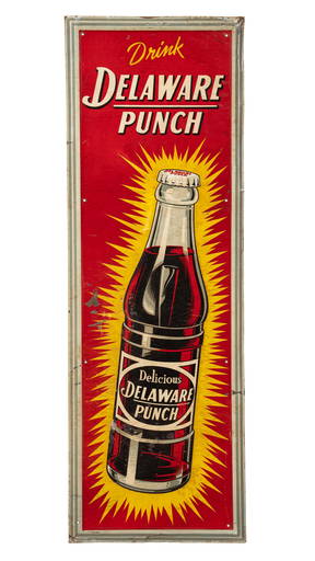 Delaware Punch Vertical Sign With Bottle