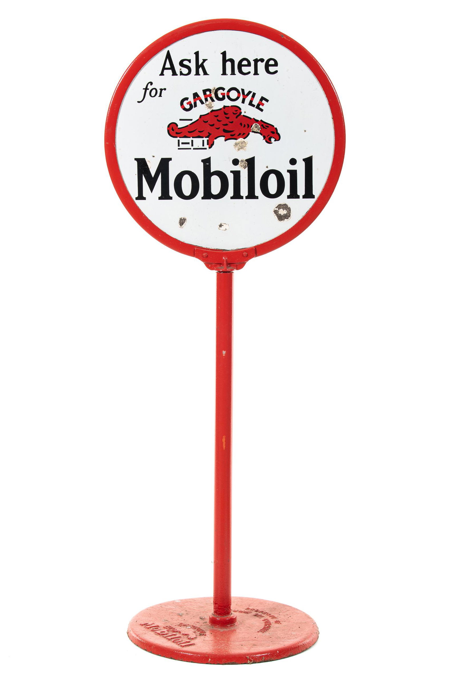 Mobiloil Gargoyle Curb Sign On Base - Mar 22, 2020 | Route 32 Auctions ...