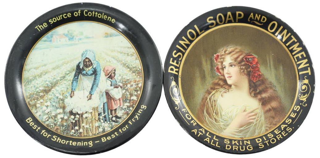 2 Metal Tip Trays Resinol & Cottolene