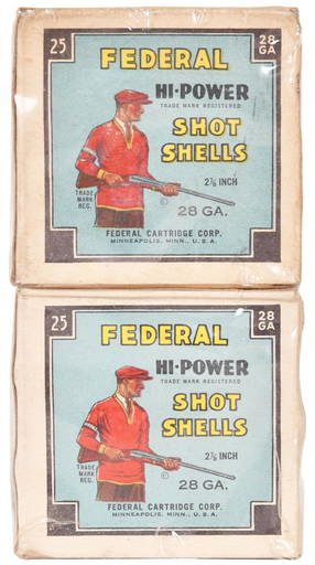 2 Boxes Of Early Federal 28 Gauge Shot Gun Shells