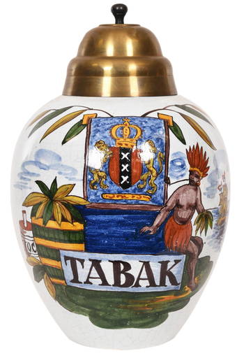 Delft Polychrome Tobacco Jar "Tabak" w/ Native, Coat of - Jun 12, 2021 ...