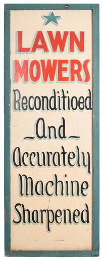 Lawn Mowers Reconditioned Masonite Sign