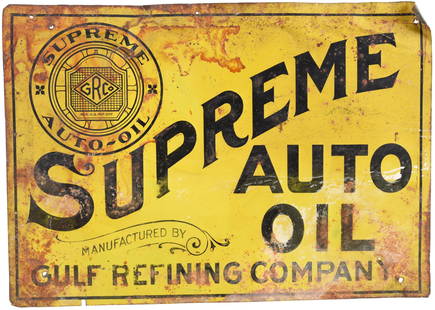 Dspf Gulf Refining Co Supreme Auto Oil Sign