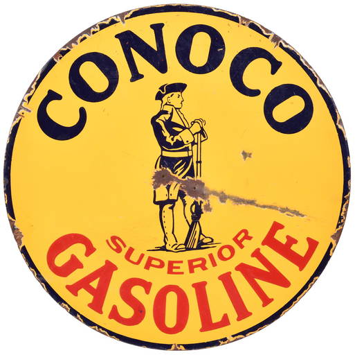 Rare Conoco Superior Gasoline W/soldier Logo Porcelain