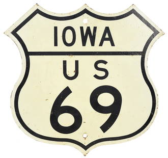 Iowa Us 20 Shield Cast Iron Road Sign