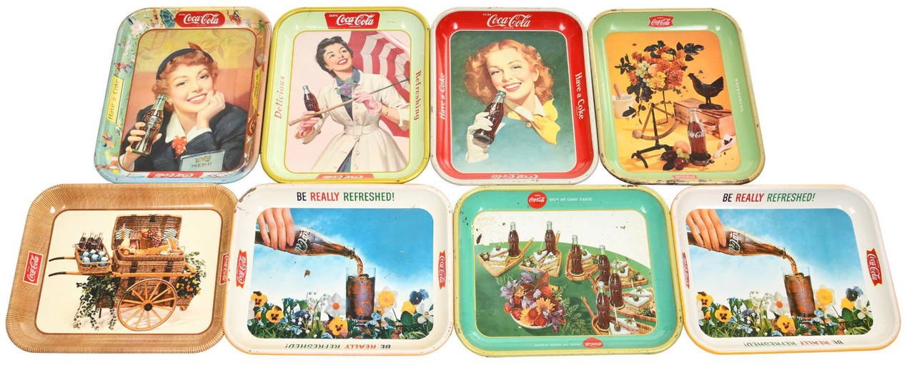 8 Different Coca Cola Serving Trays