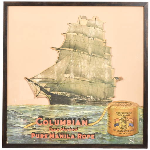 Columbian Tape Marked Pure Manila Rope Sign