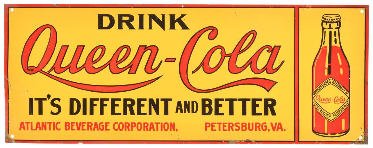 Drink Queen-Cola w/Bottle Metal Sign - Feb 05, 2022 | Route 32 Auctions ...