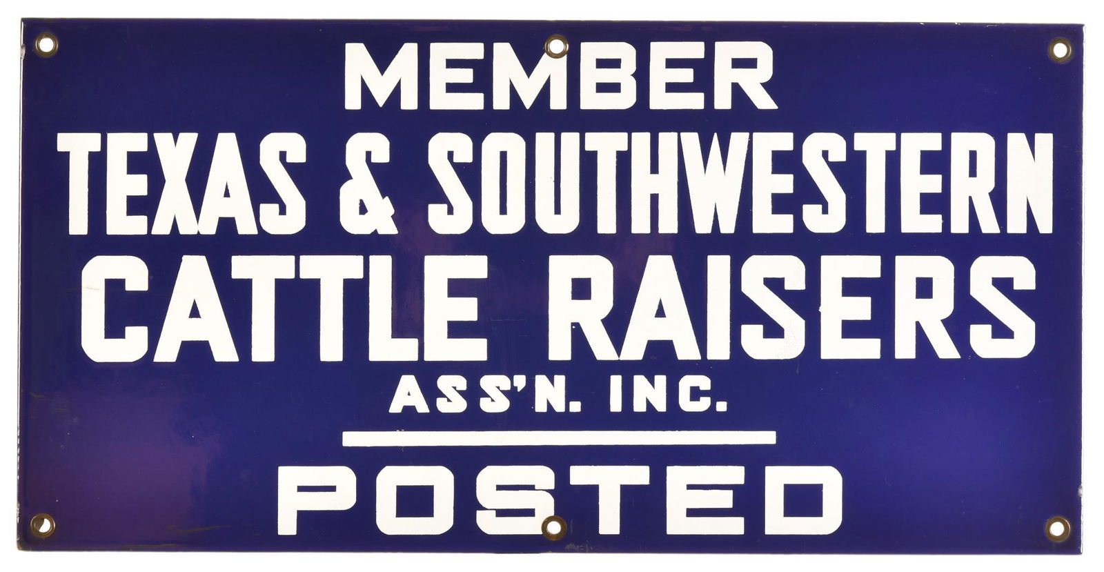 Texas & Southwestern Cattle Raisers Porcelain Sign