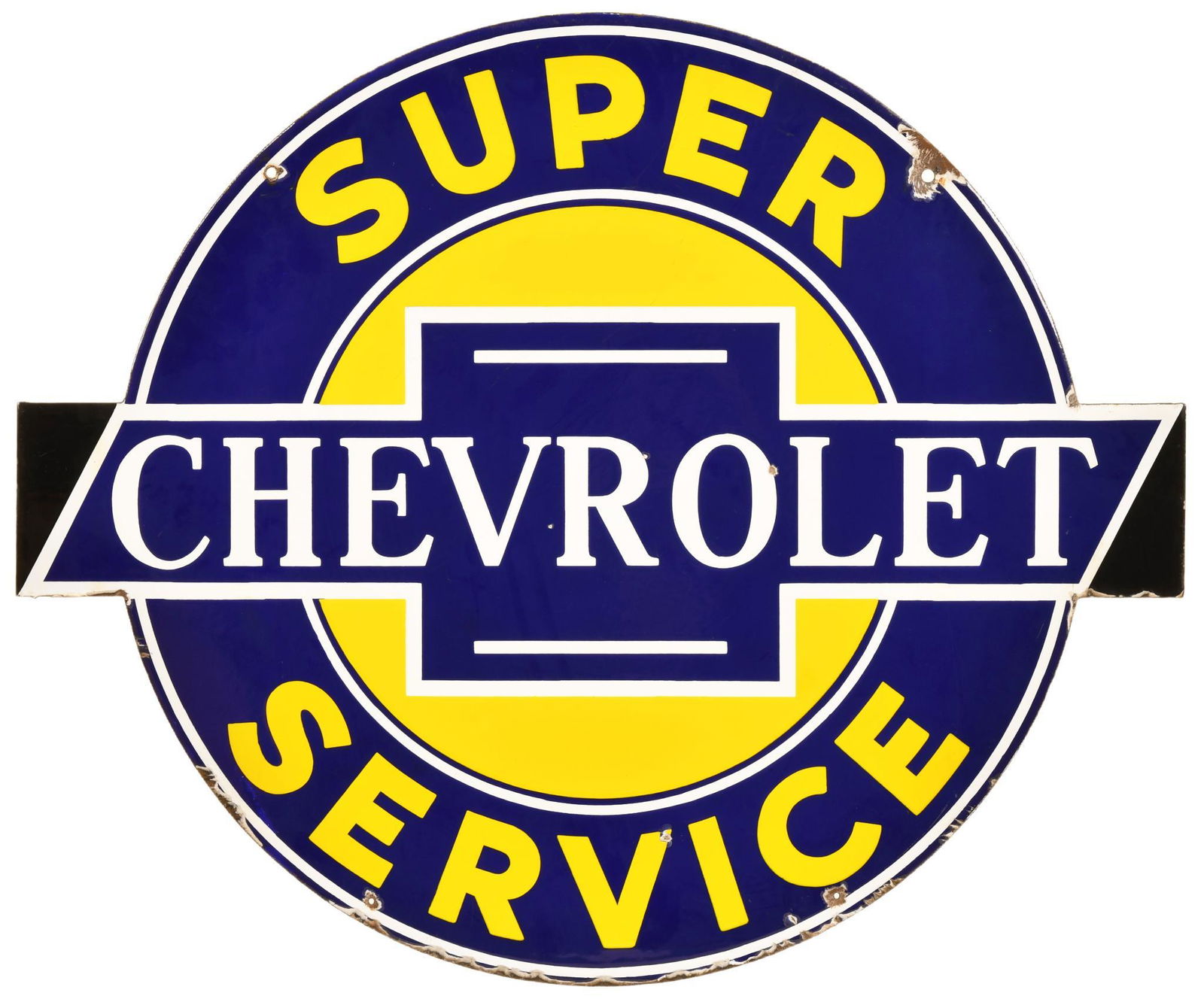 Super Chevrolet Service (small) Porcelain Sign W/black