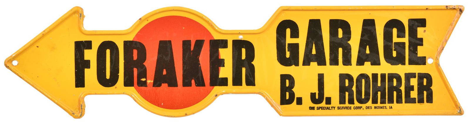 Foraker Garage B.J. Rohrer Metal Arrow Sign - Apr 30, 2022 | Route 32 ...