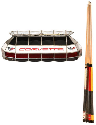 Corvette Glass Leaded Pool Table Light & Pool Clues