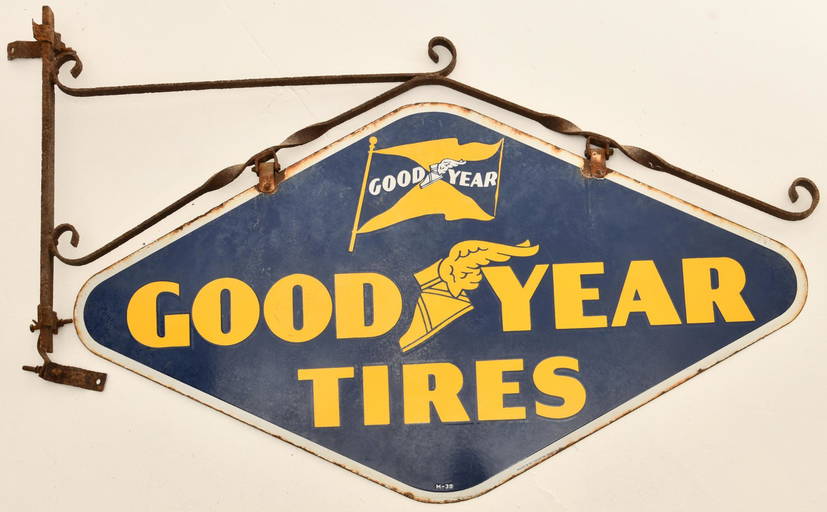 Goodyear Tires W/both Logos Porcelain Sign