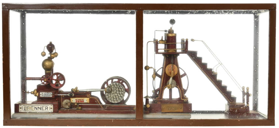 Steam Engine Model In Glass Display Case