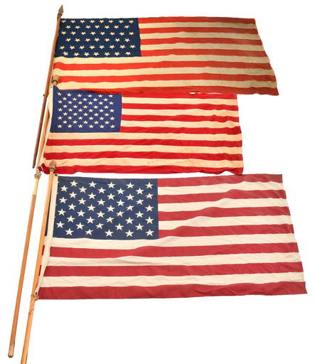 Lot Of 3 Large American Flags