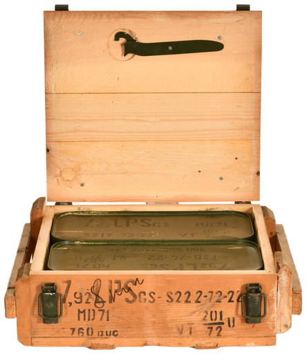 1 Wooden Ammo Crate with 2 Unopened Tins of 7.92x57 (8mm Mauser ...