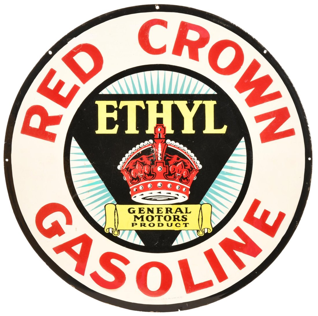Red Crown Gasoline w/GM Ethyl Logo Porcelain Sign - Aug 04, 2022 ...