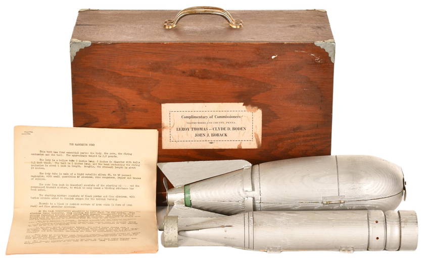Wooden Case With 2 Scale Wooden Bombs and Paperwork (#0005) on Sep 10 ...