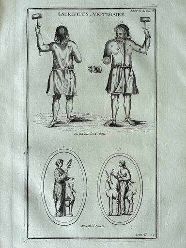 Antique Engraving Ancient Roman Sacrifices