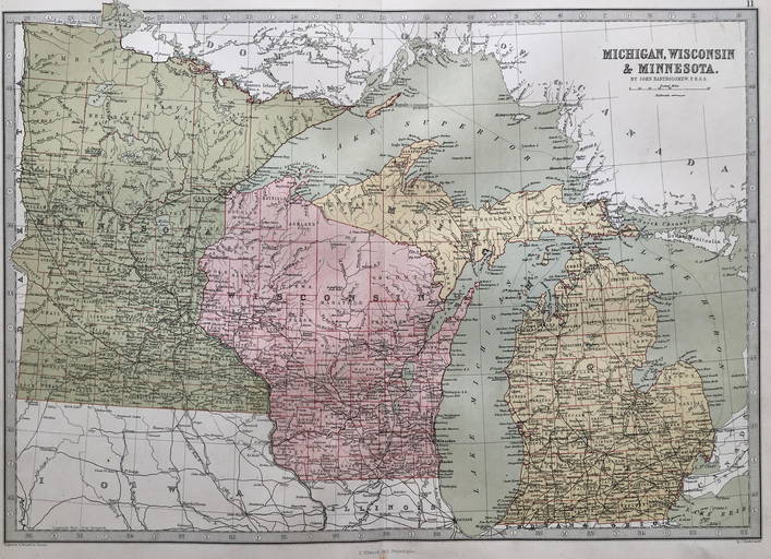 Michigan, Wisconsin & Minnesota Map