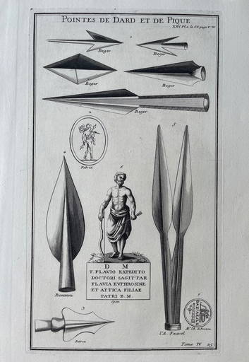 Antique Engraving Ancient Roman Arrowheads