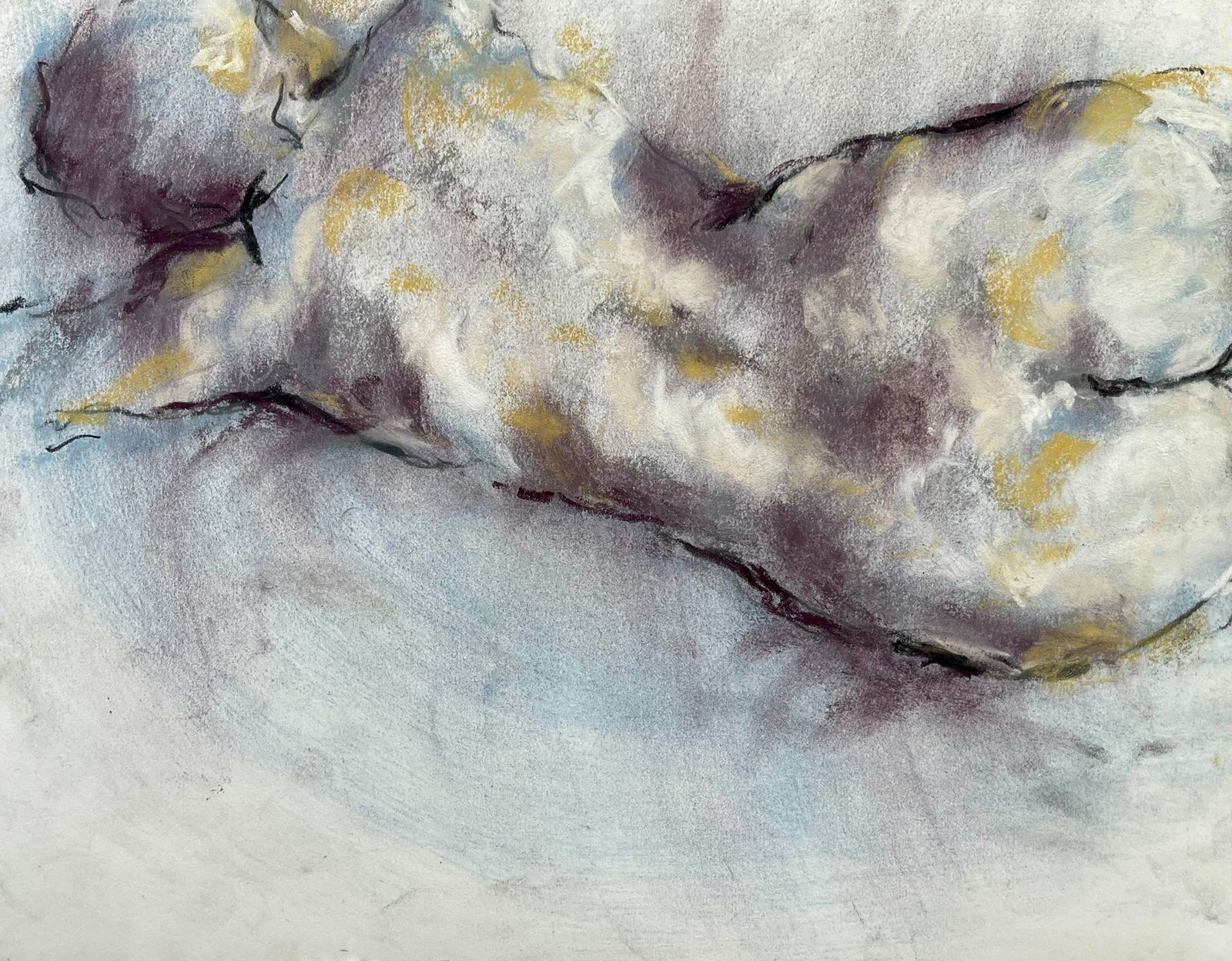 Abstract Reclining Nude Mixed Media On Paper Lucian Freud Style Auction