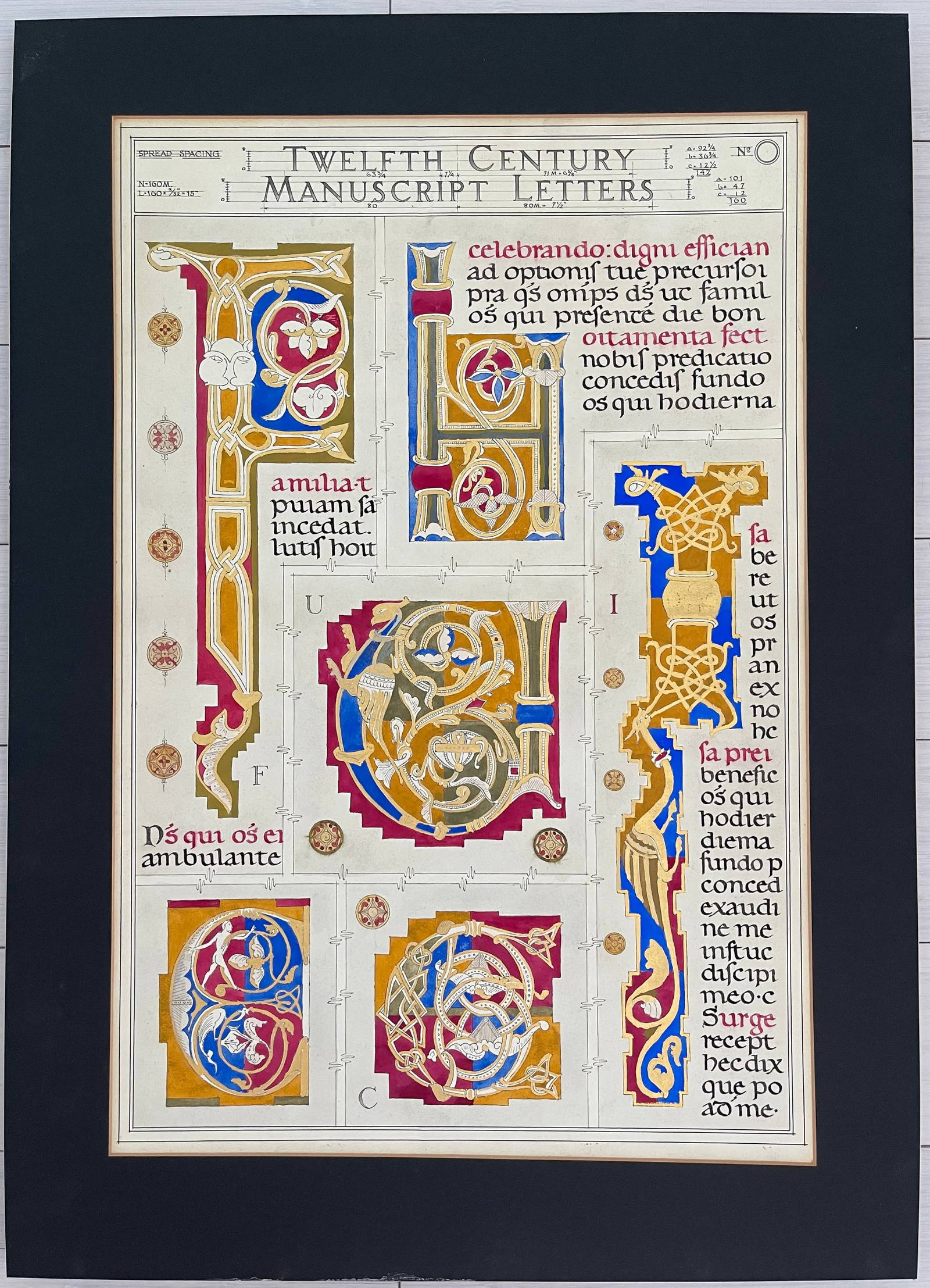 Antique Drawing Of A Twelfth Century Illuminated Manuscript Letters Auction