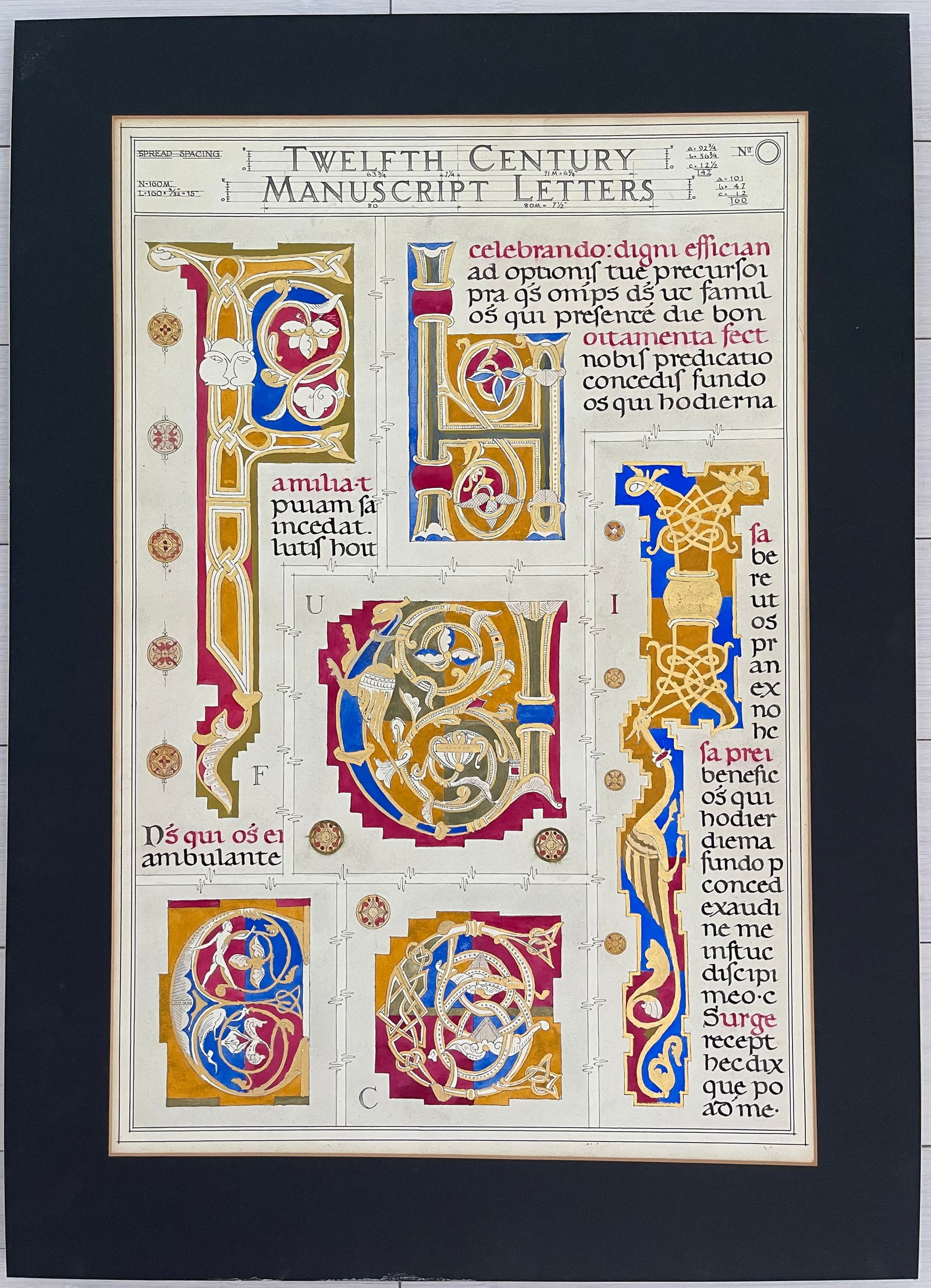 Antique Drawing Of A Twelfth Century Illuminated Manuscript Letters Auction
