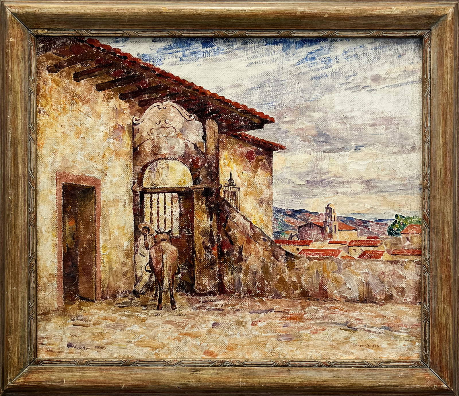 Buildings In A Landscape Oil Painting By Dines Carlsen "mexican Gate ...