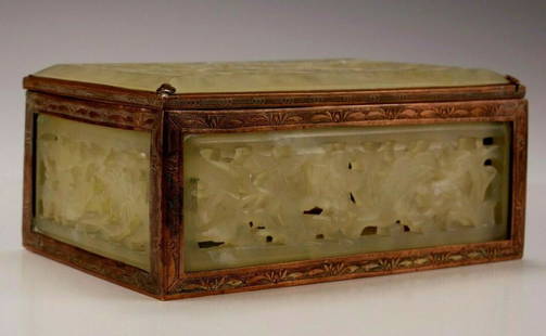Antique Chinese Carved Jade Box