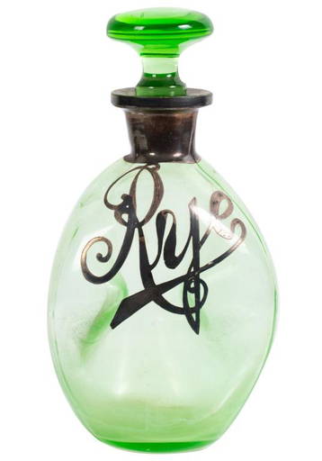 Vintage Silver Overlay On Glass Rye Decanter