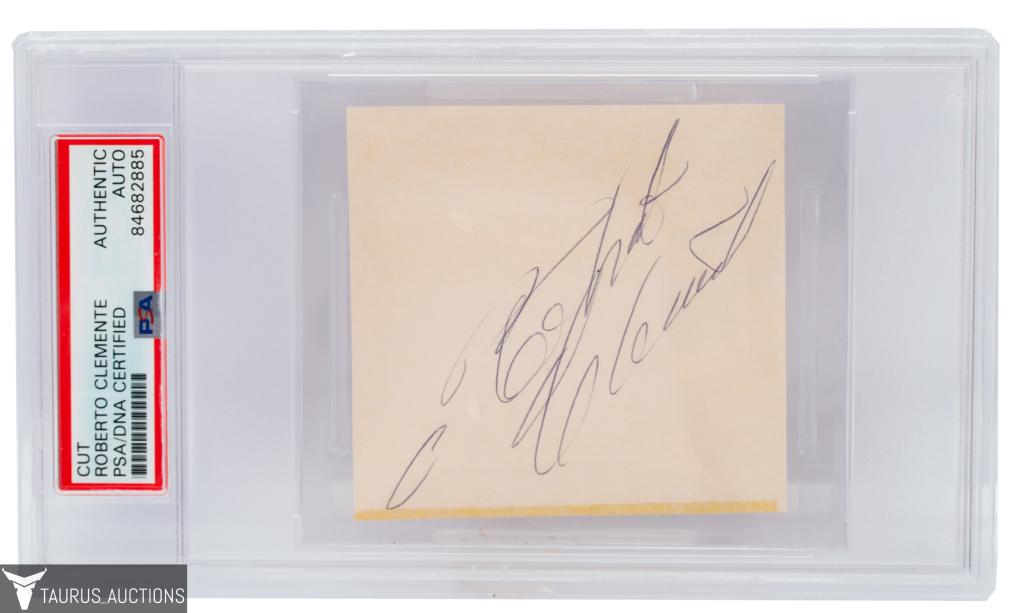 Large 1960s Roberto Clemente Cut Signature Psa