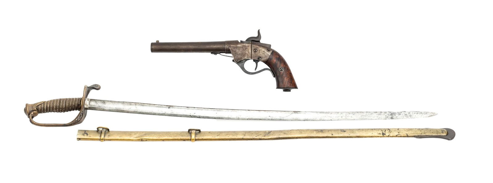 Sharps Single Shot Pistol & Civil War Sword