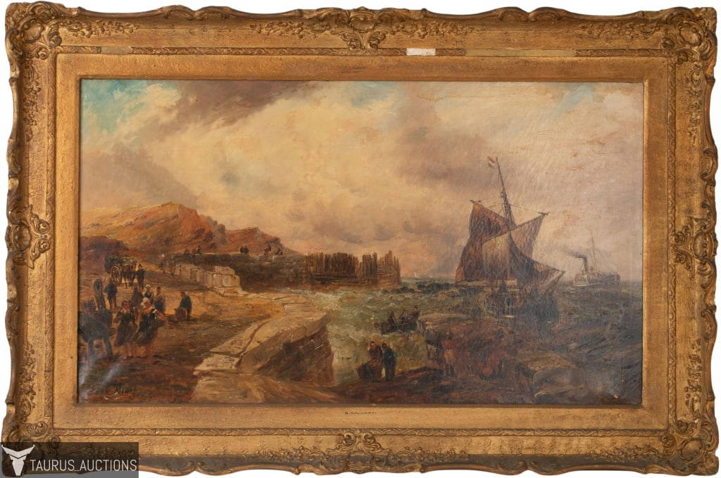 Samuel Calvert Harbor Scene Oil Painting Auction
