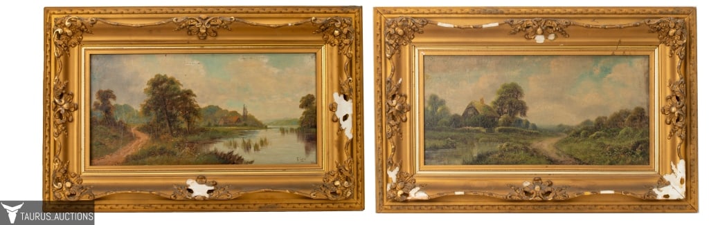 Edwin Cole - Pair 19th C Rural Landscapes Auction