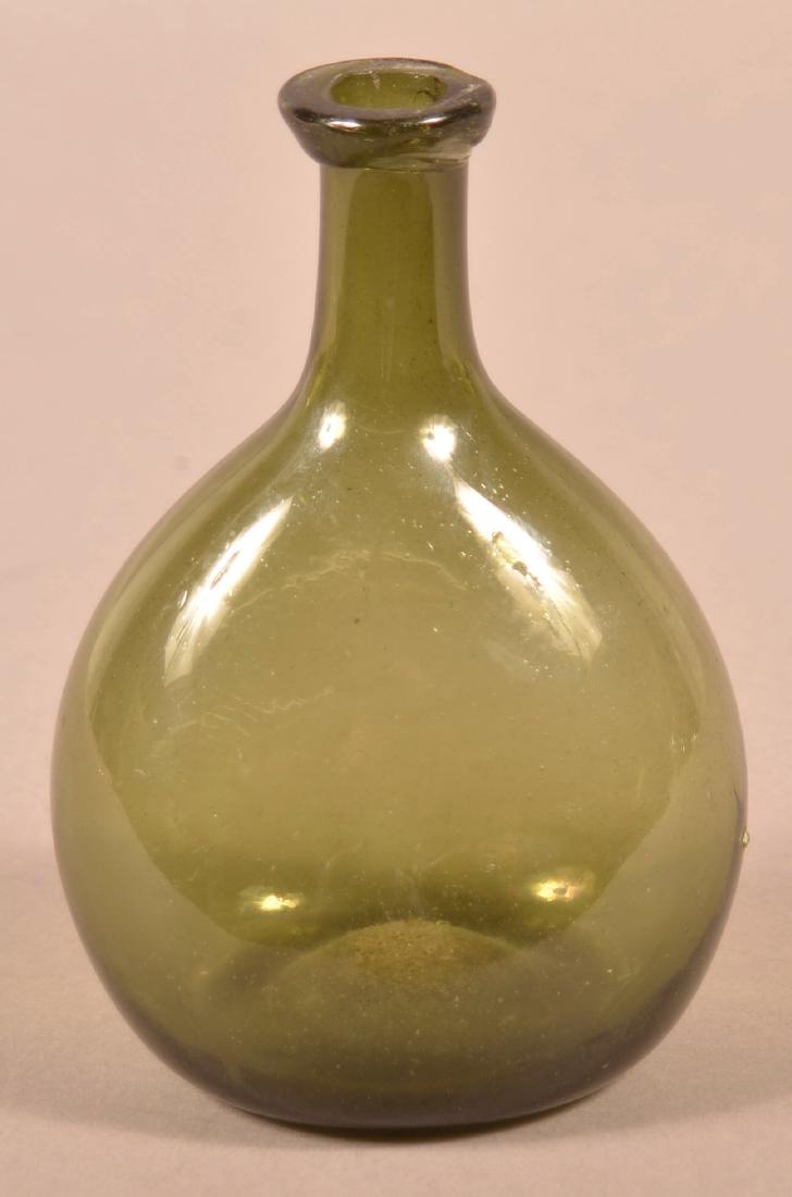 Free Blown Medium Olive Green Chestnut Flask.