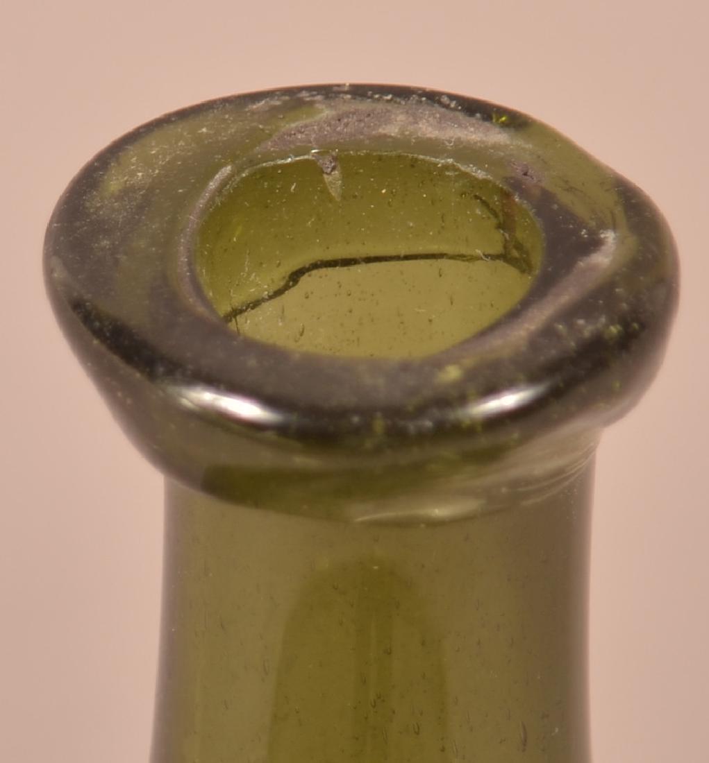 Free Blown Medium Olive Green Chestnut Flask.