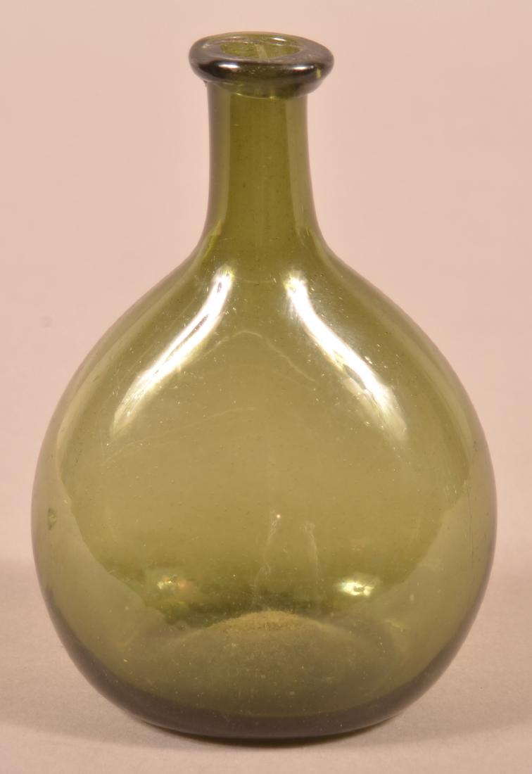 Free Blown Medium Olive Green Chestnut Flask.