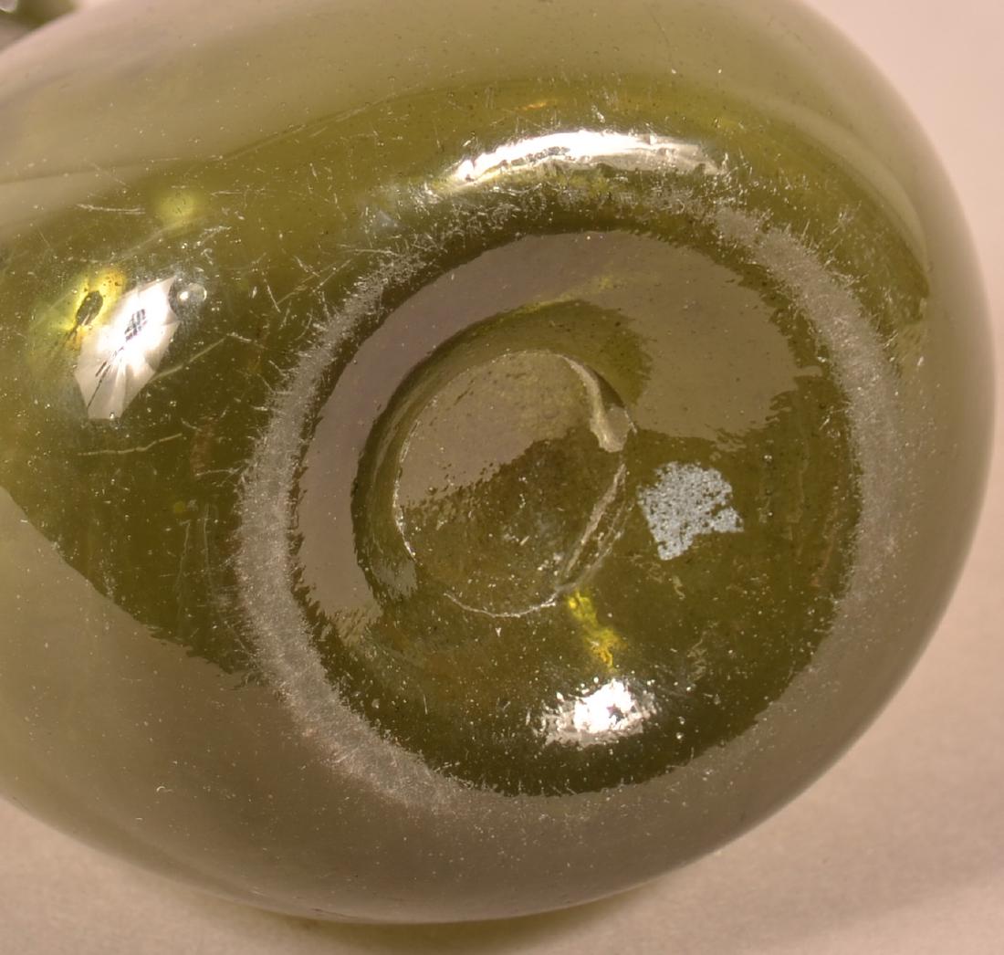 Free Blown Medium Olive Green Chestnut Flask.