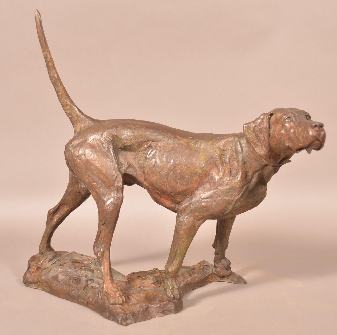 Walter Matia Patinated Bronze Hound Sculpture.
