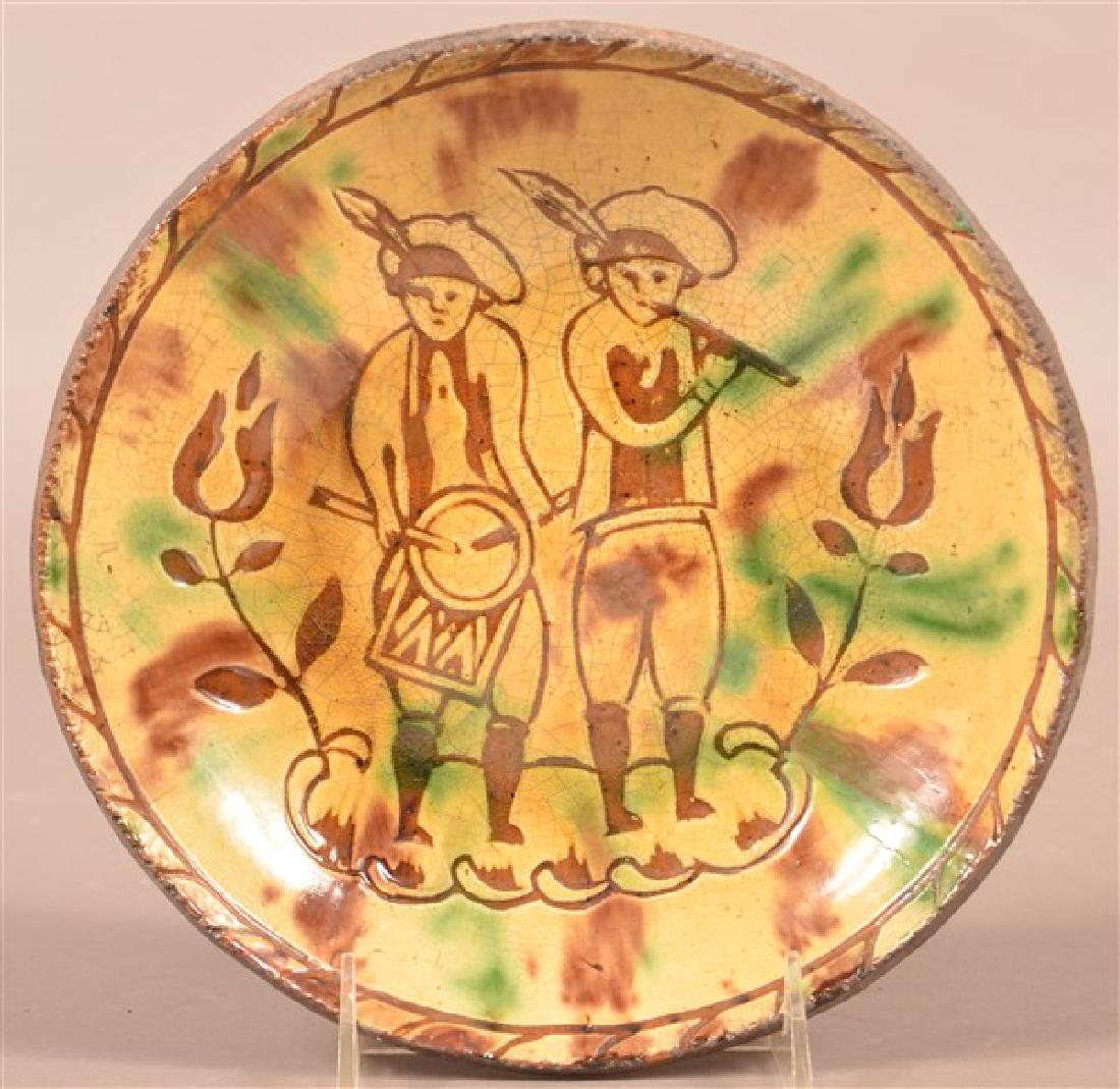 Medinger Pottery Sgrafitto Decorated Redware Plate.