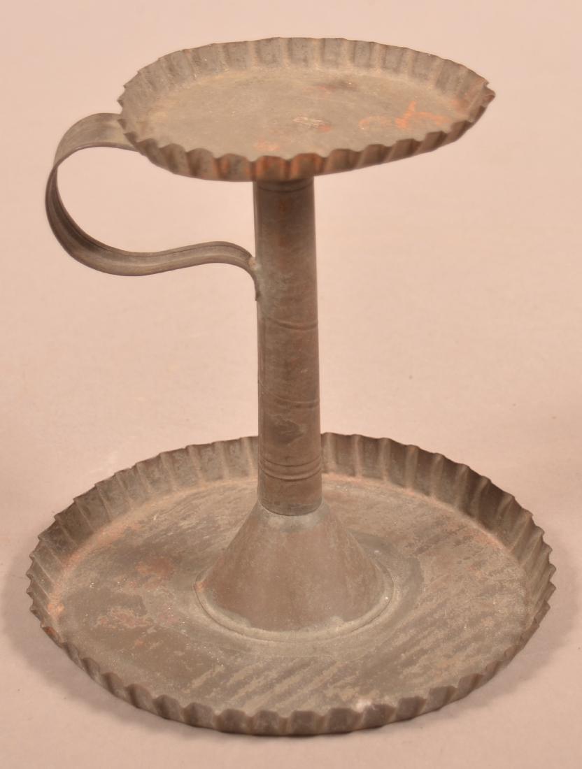 Antique Pennsylvania Tin Betty Lamp on Stand.