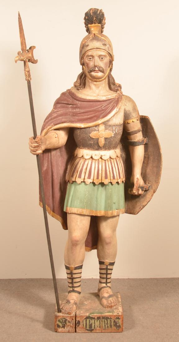 Carved Roman Centurion Figure Attributed to Louis