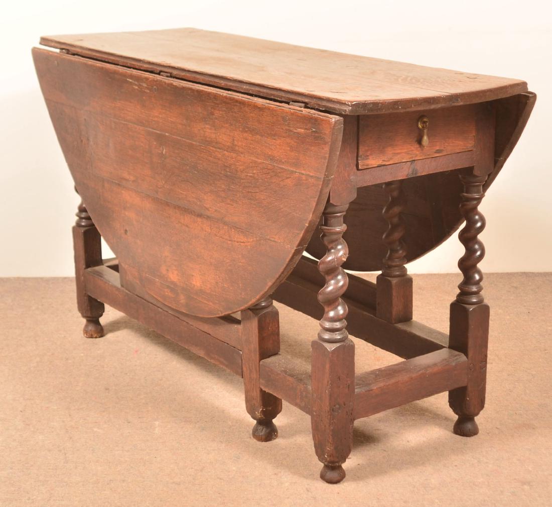 Jacobean Oak Drop-Leaf Gate-Leg Table.