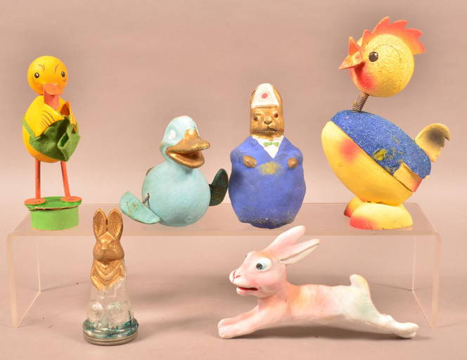 Six Various Vintage Easter Candy Containers.