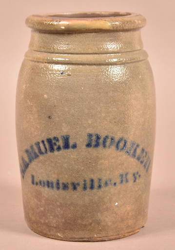 Samuel Booker, Louisville Stoneware Canning Jar.
