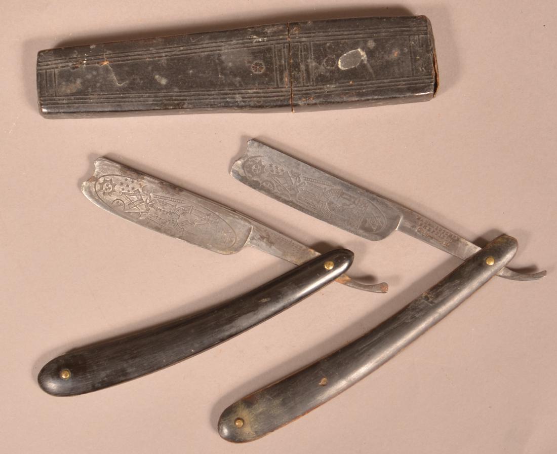 Two Wade & Butcher Sheffield Masonic Straight Razors.