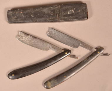 Two Wade & Butcher Sheffield Masonic Straight Razors.