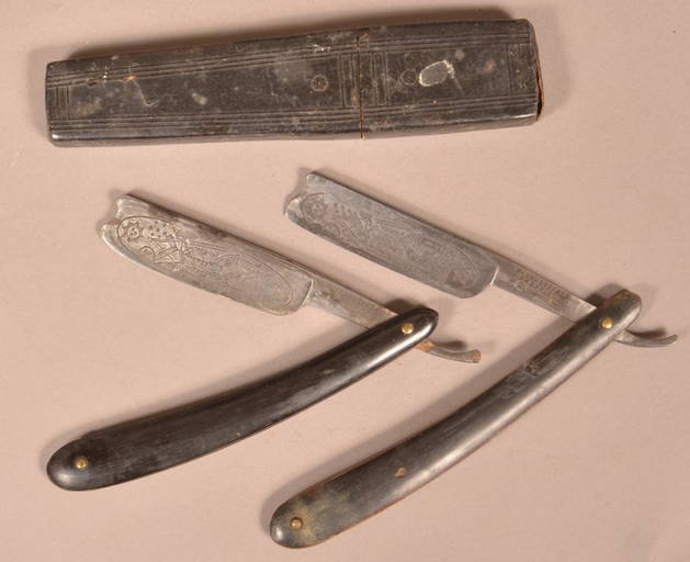 Two Wade & Butcher Sheffield Masonic Straight Razors.